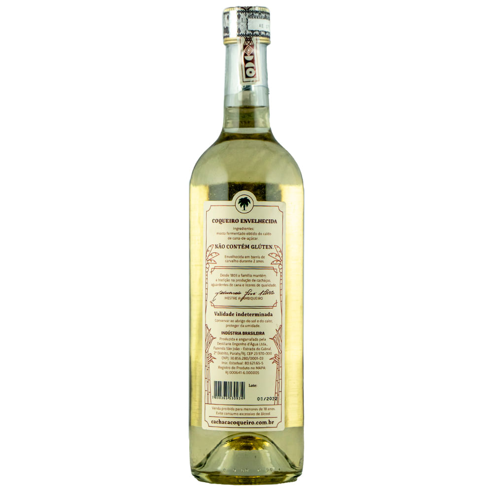 Cachaça Coqueiro Envelhecida 750ml - Cachaçaria Nacional