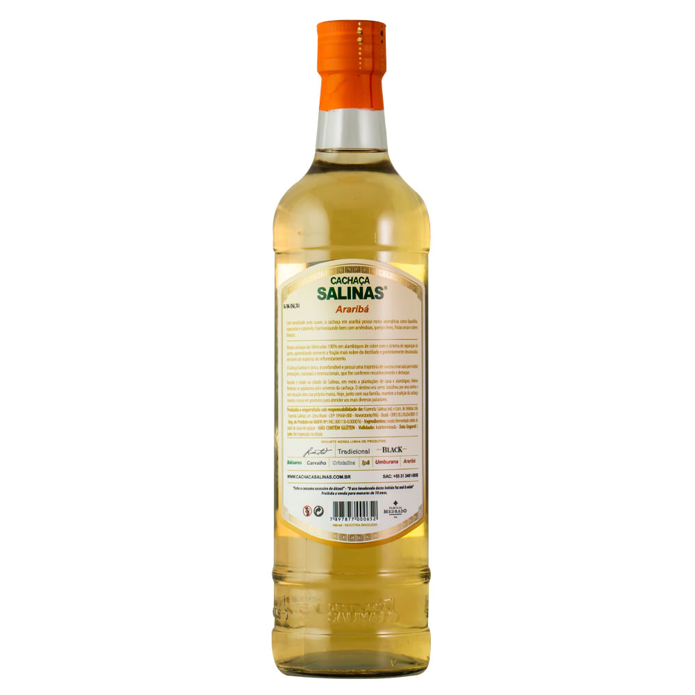 Cachaça Salinas Araribá 700ml - Cachaçaria Nacional
